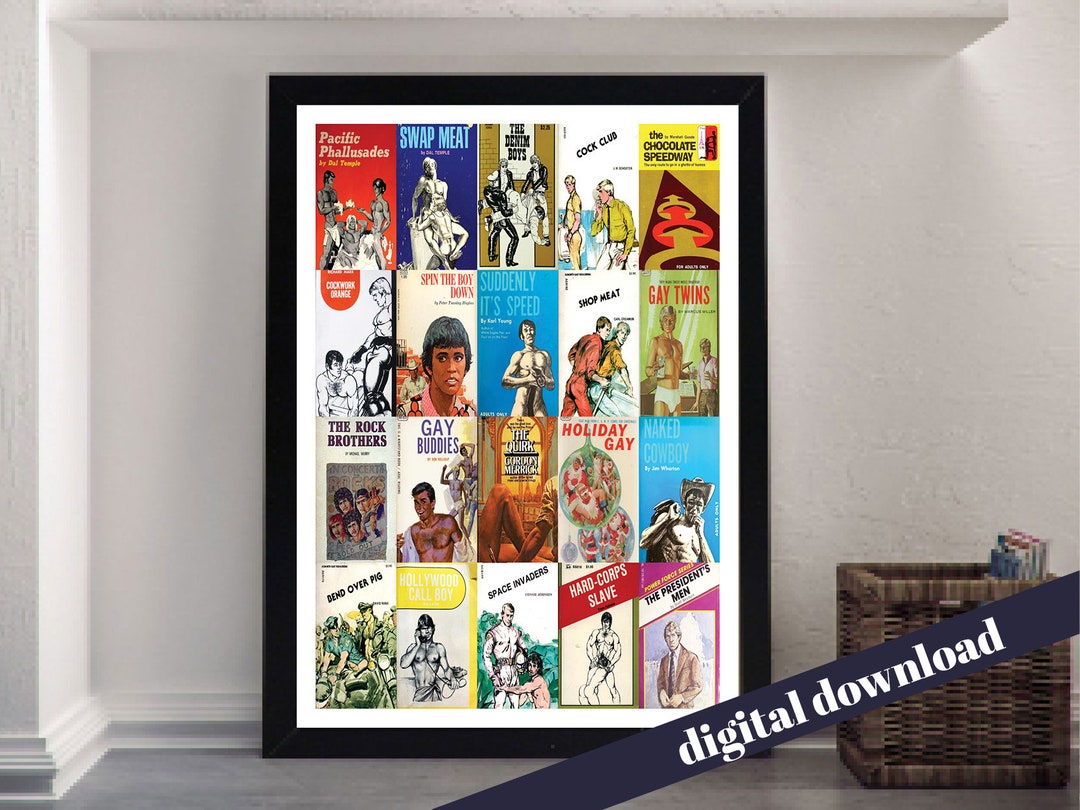 Gay Pulp Fiction Collage Poster - Vintage Gay Stories - Digital Printable A3 Download - Muscle ...