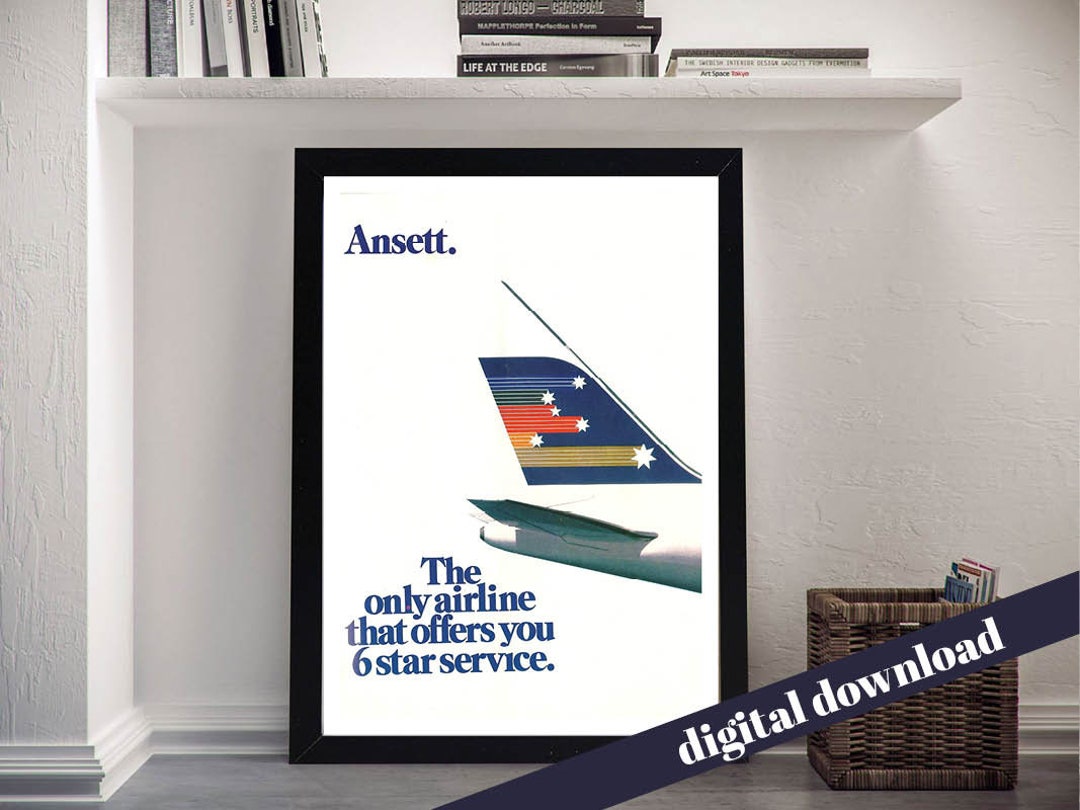Retro Ansett Australia Airlines Advertising Poster - Digital Printable ...