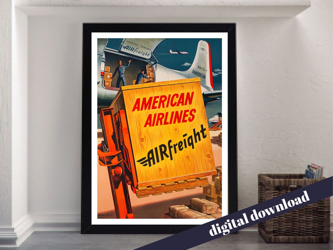 American Airlines AIR FREIGHT Vintage Travel Postage Poster - Digital ...