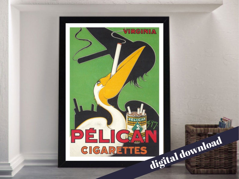 PELICAN Cigarettes Advertising Poster Digital Printable A3 Download ...