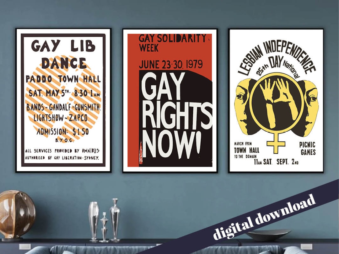 Set of 3 Vintage Gay Rights/liberation Posters - Digital Printable ...