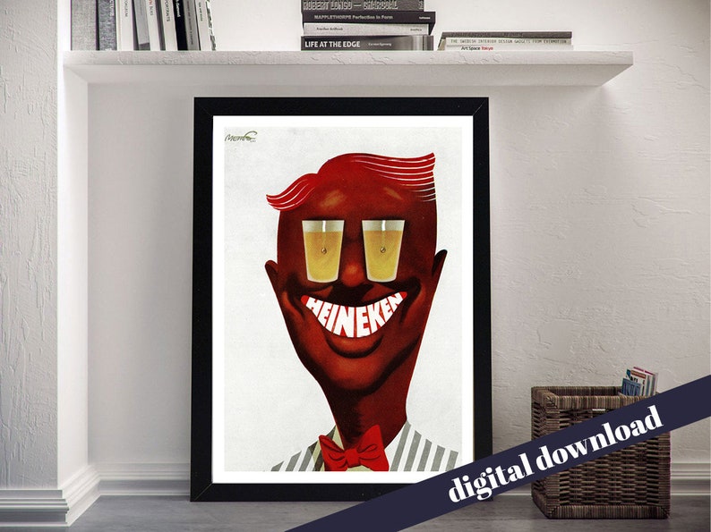 Mid Century Heineken Beer Poster - Digital Printable A3 Download ...