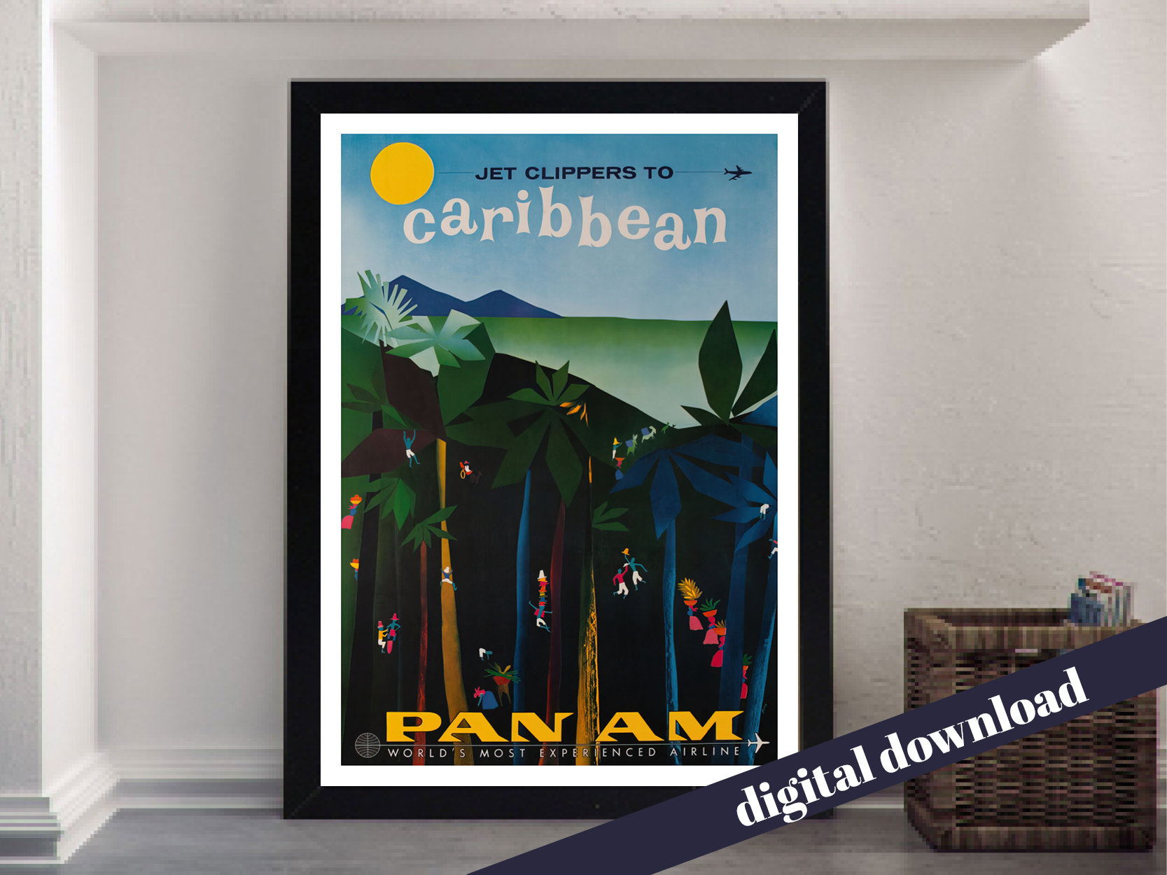 CARIBBEAN Pan Am Pan American World Airways Vintage Poster - Digital Download - Vintage Travel ...