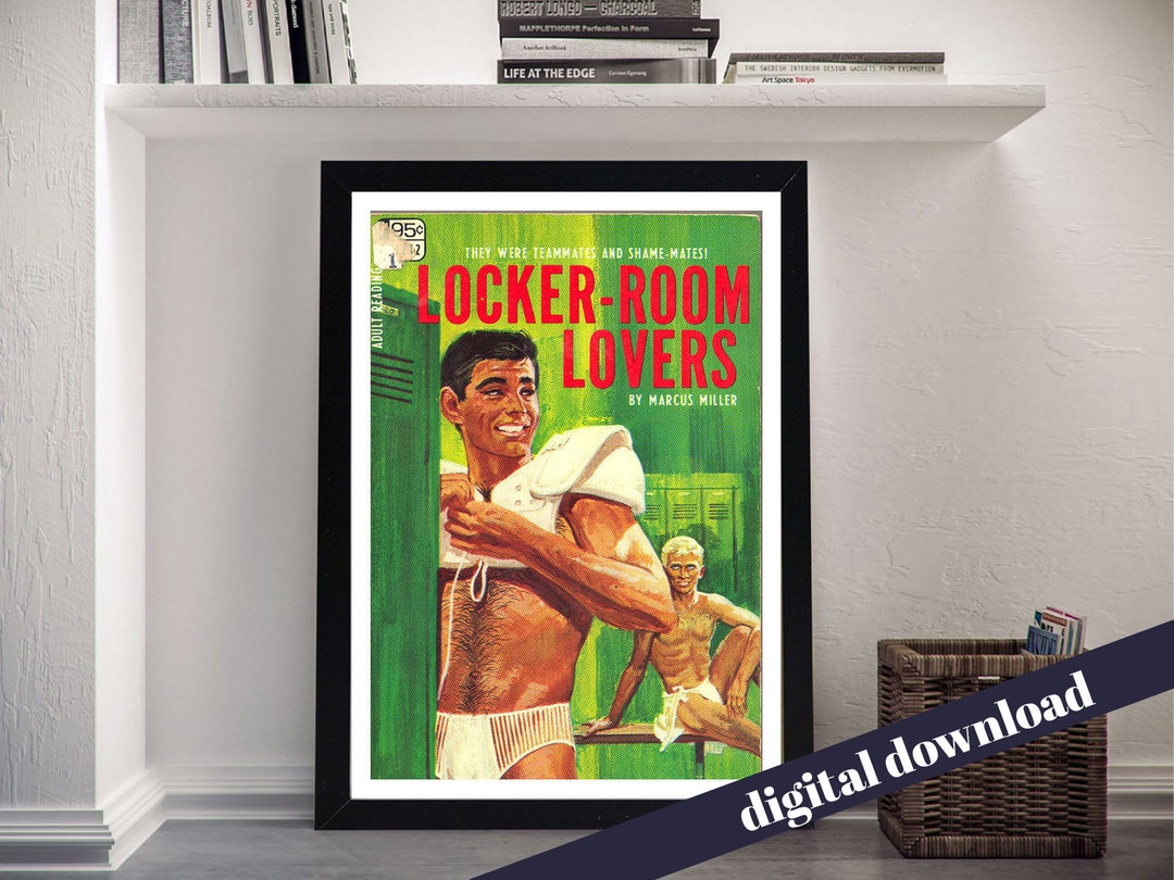 Locker Room Lovers Vintage Gay Pulp Cover Poster Digital Printable A3