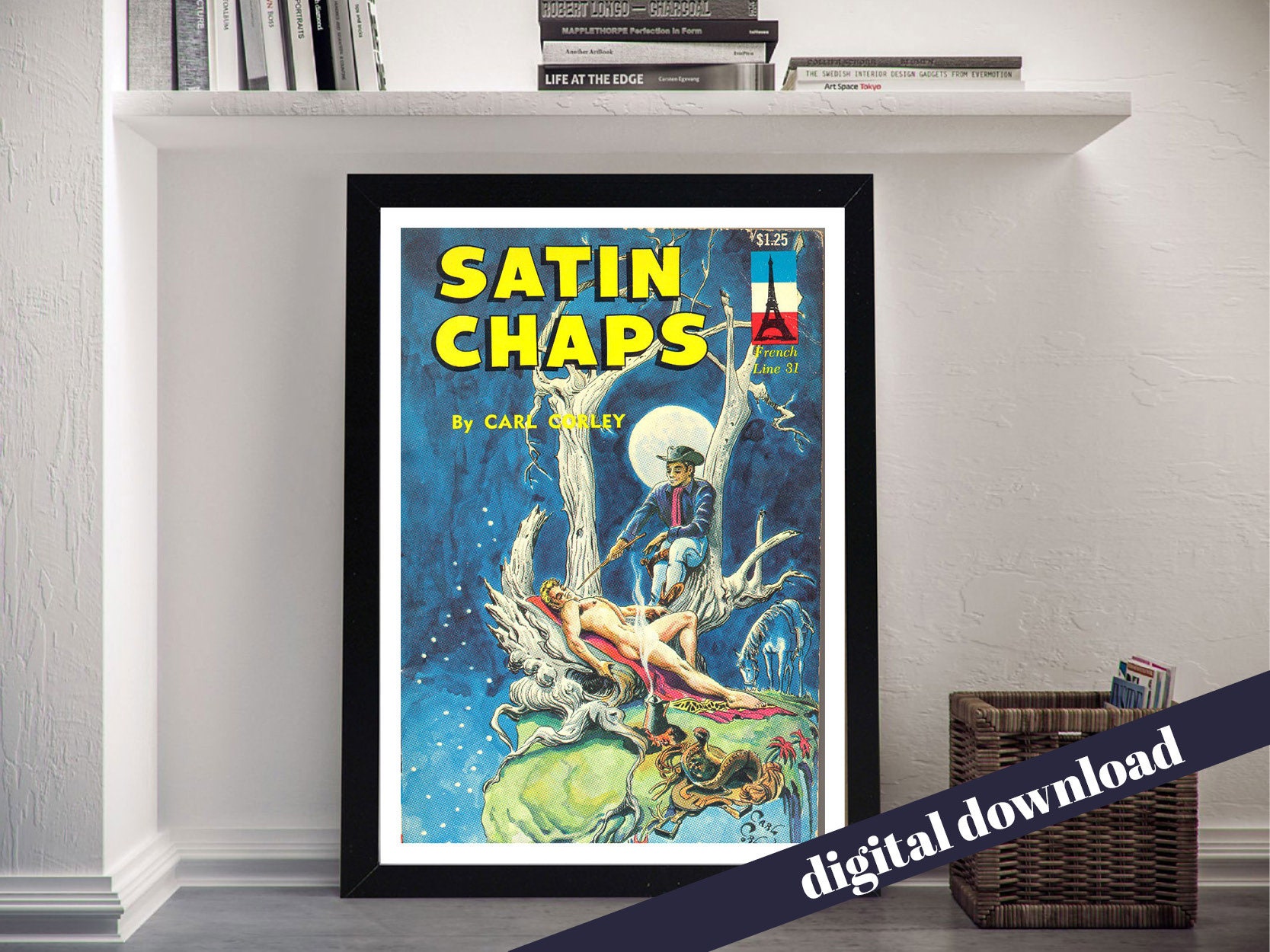 SATIN CHAPS - Vintage Gay Pulp Cover Poster - Digital Printable A3 ...