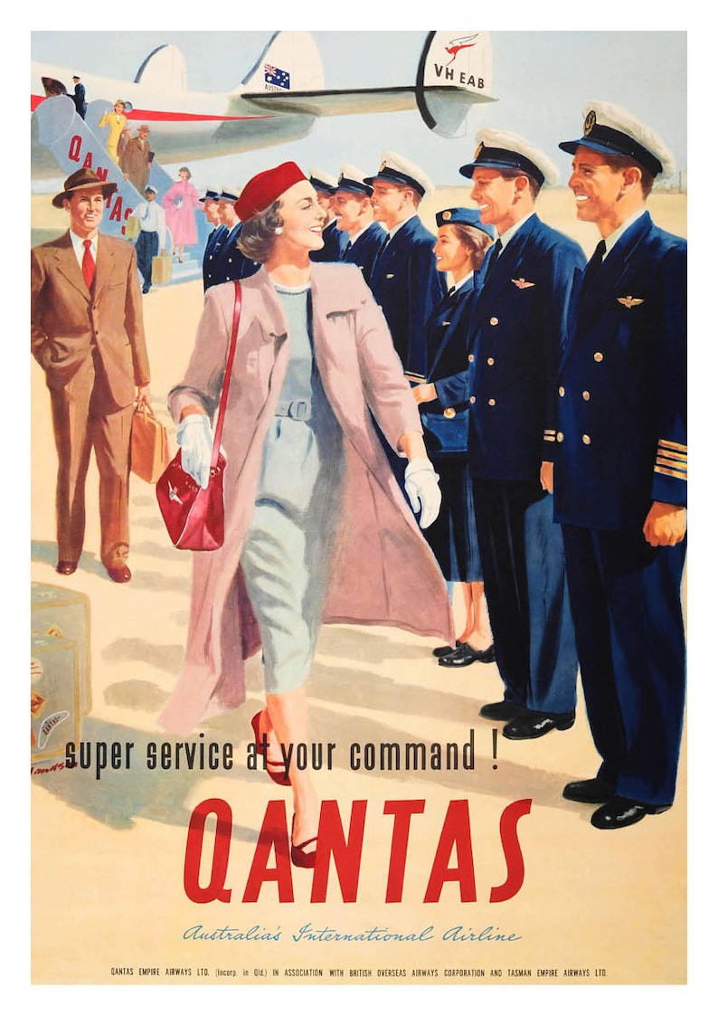 QANTAS Airline Poster - Printable Download - Vintage Australian Travel ...