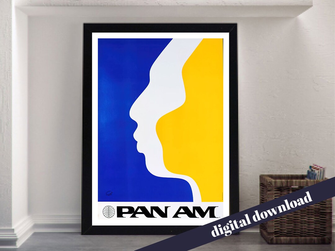 PANAM Pan American World Airways Vintage Poster - Digital Download - Vintage Travel, Retro ...