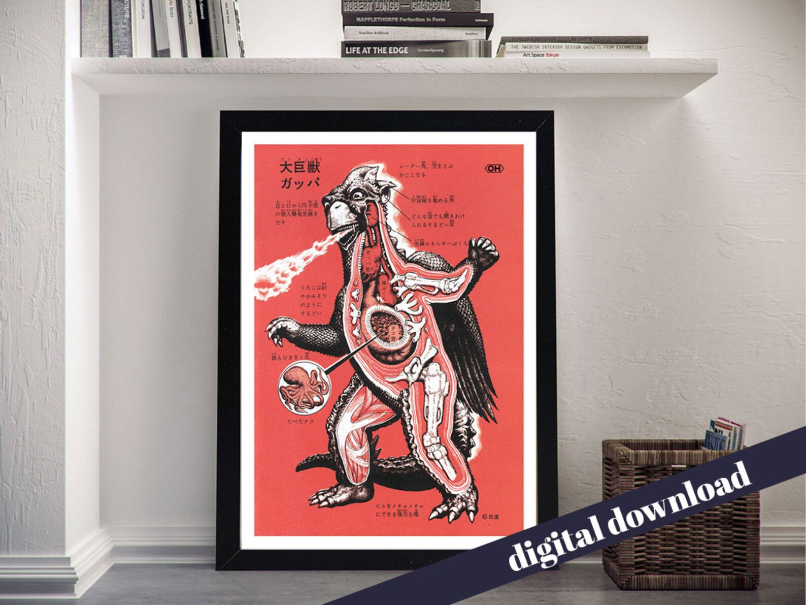 Kappa Monster Kaiju Body Plan Poster - Digital Printable A3 Download ...