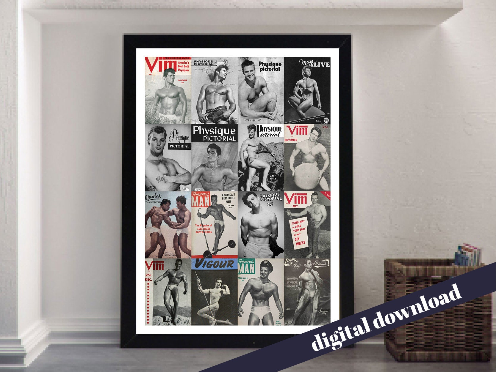 Muscle Physique Magazine B&W Collage Poster Vintage Gay - Etsy