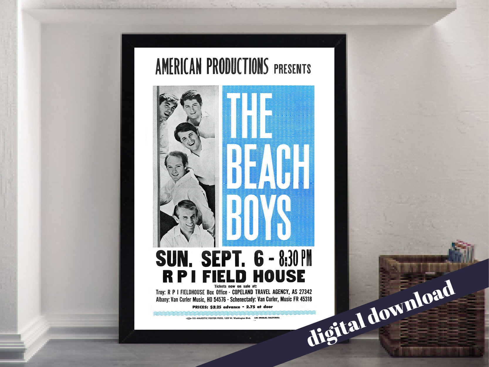 The Beach Boys RPI Field House Vintage Concert Poster - Printable ...
