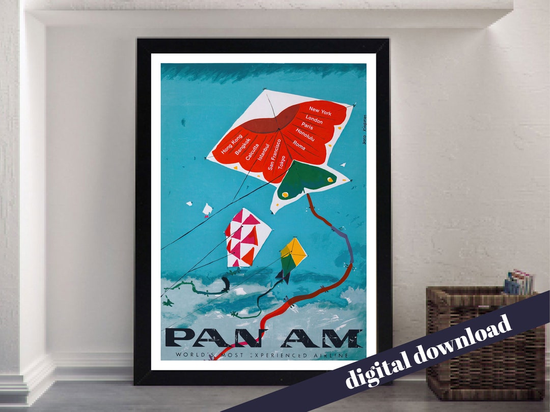 Pan Am Pan American World Airways Vintage Poster - Digital Download - Vintage Travel, Retro ...