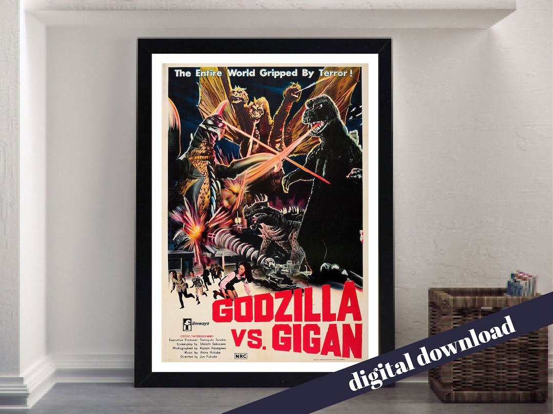 GODZILLA Vs GIGAN Kaiju Monster Movie Poster - A3 Downloadable Art ...
