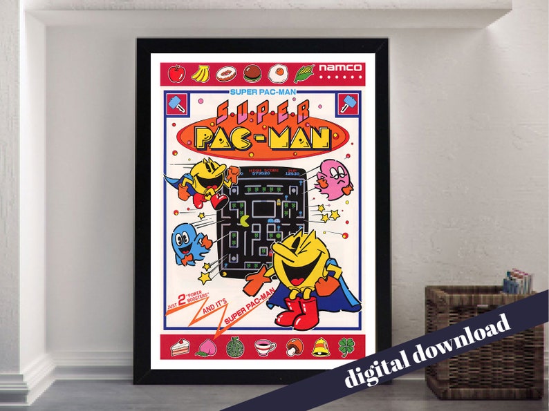 Retro PACMAN Arcade Poster Printable Download Printable - Etsy