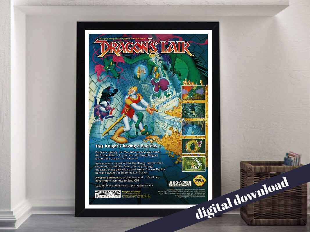 90s DRAGON'S LAIR Video Game Advert Poster - Digital Download - Retro ...