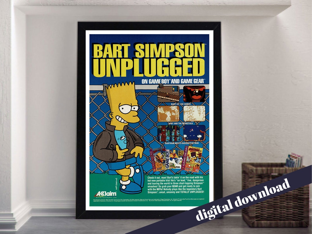 Pair 90s Simpsons Video Game Advert Poster Digital Download Retro ...
