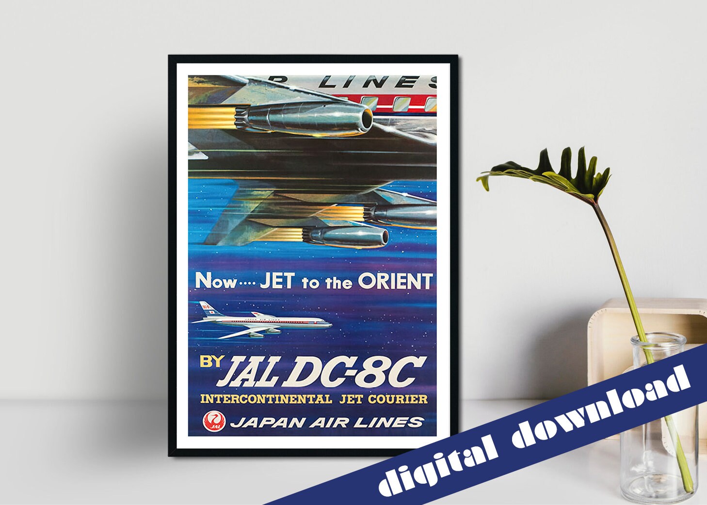 Jet to the Orient JAL DC-8C Intercontinental Jet Courier Vintage Travel ...