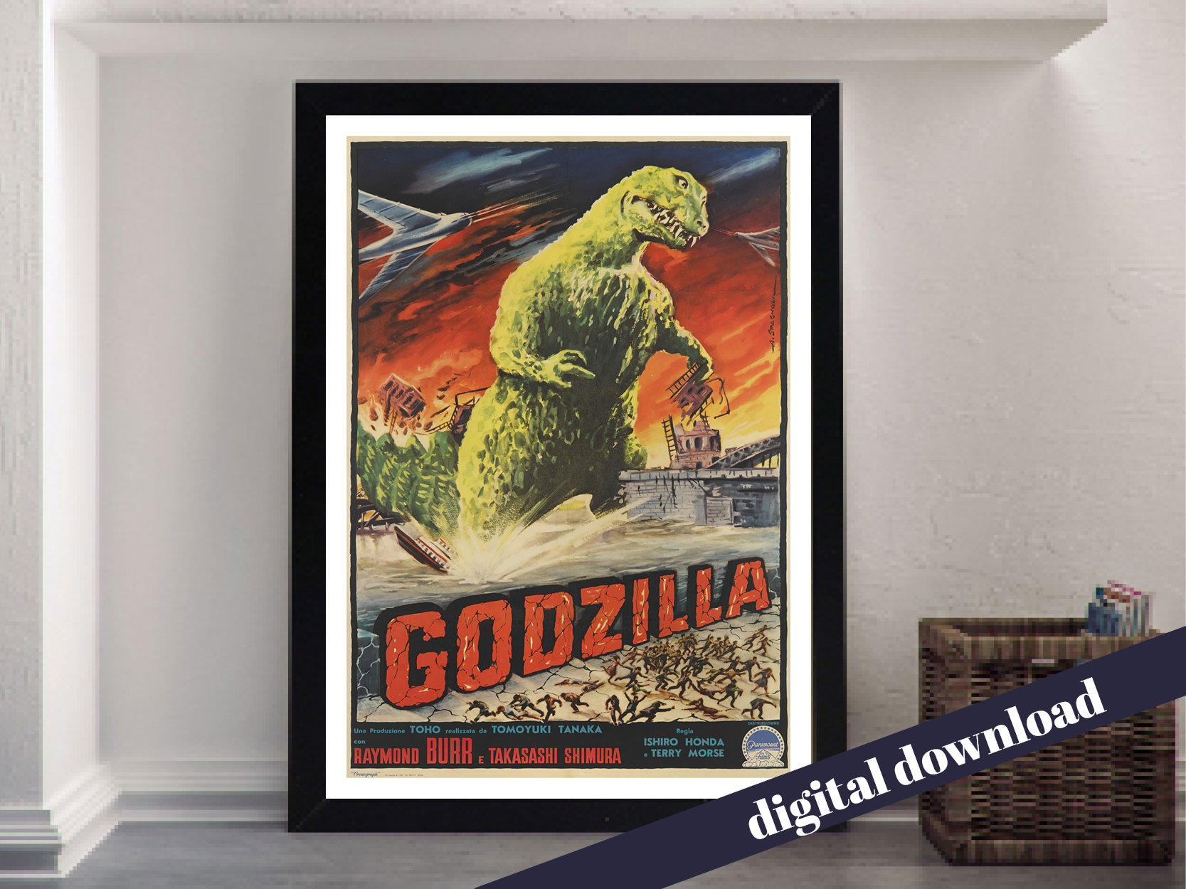 GODZILLA Vintage Kaiju Movie Poster American Version - A3 Downloadable ...