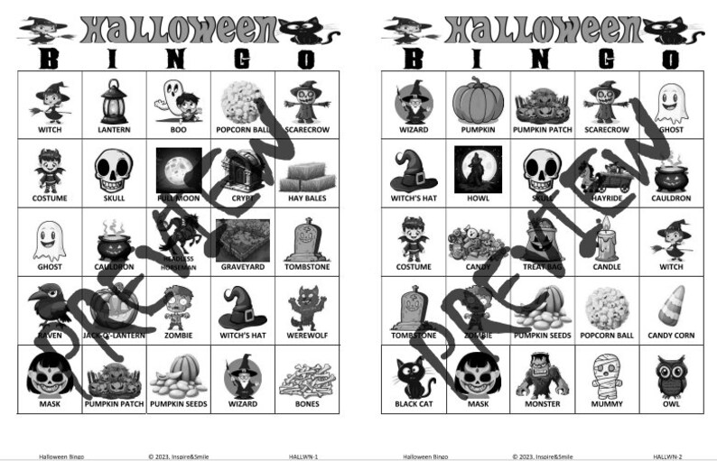 Halloween Bingo Game Printable Instant Download - Etsy