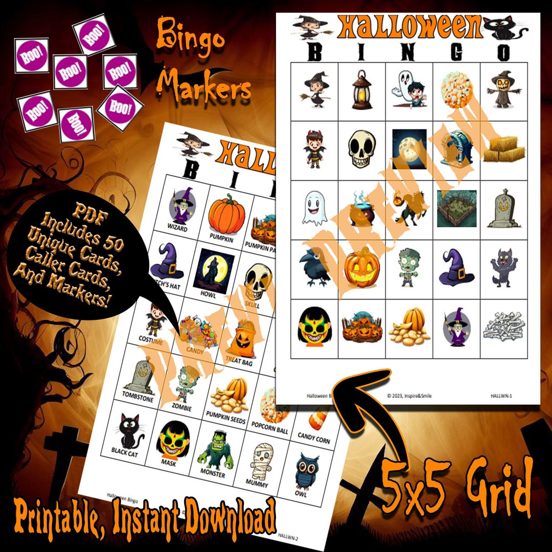 Halloween Bingo Game Printable Instant Download - Etsy