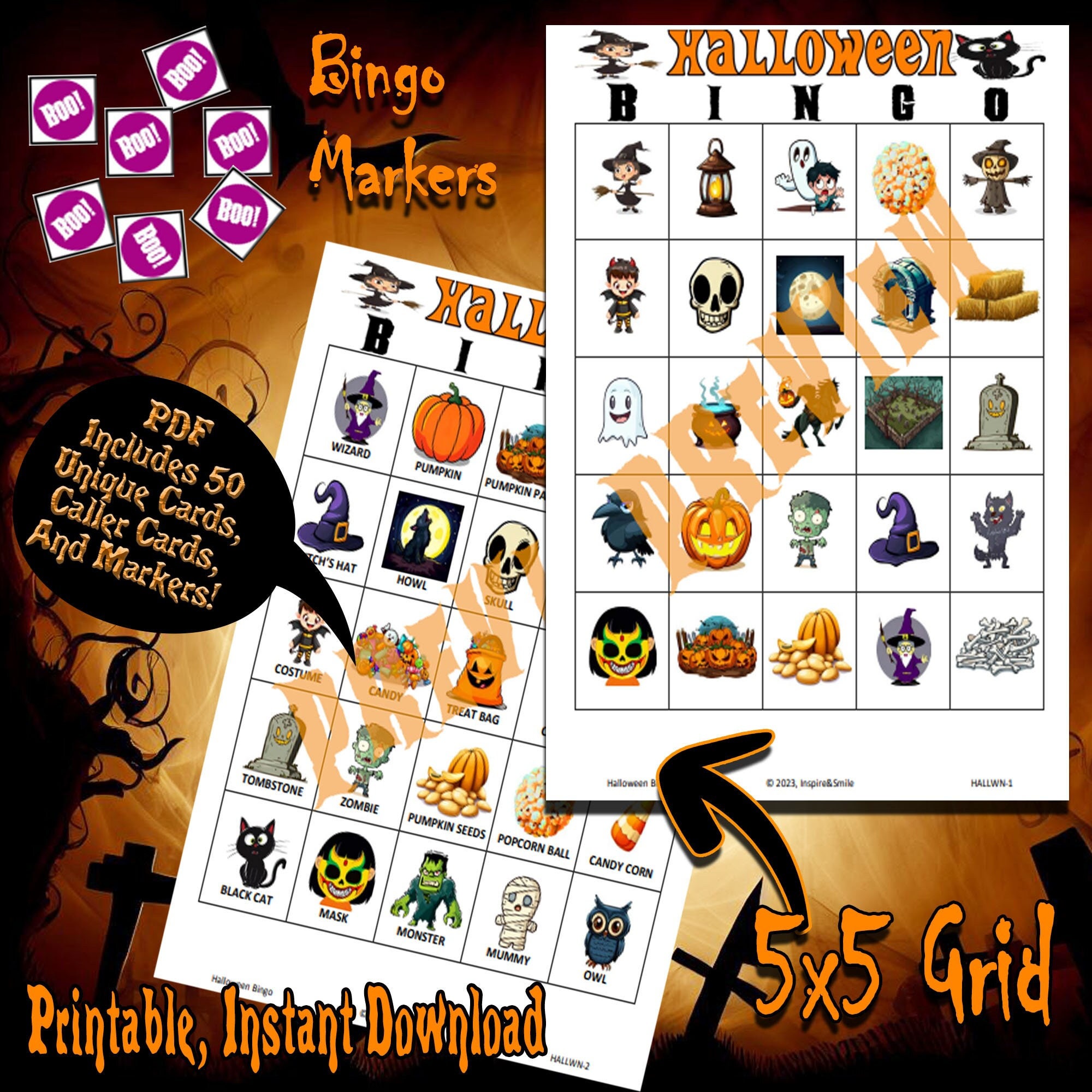 Halloween Bingo Game Printable Instant Download - Etsy