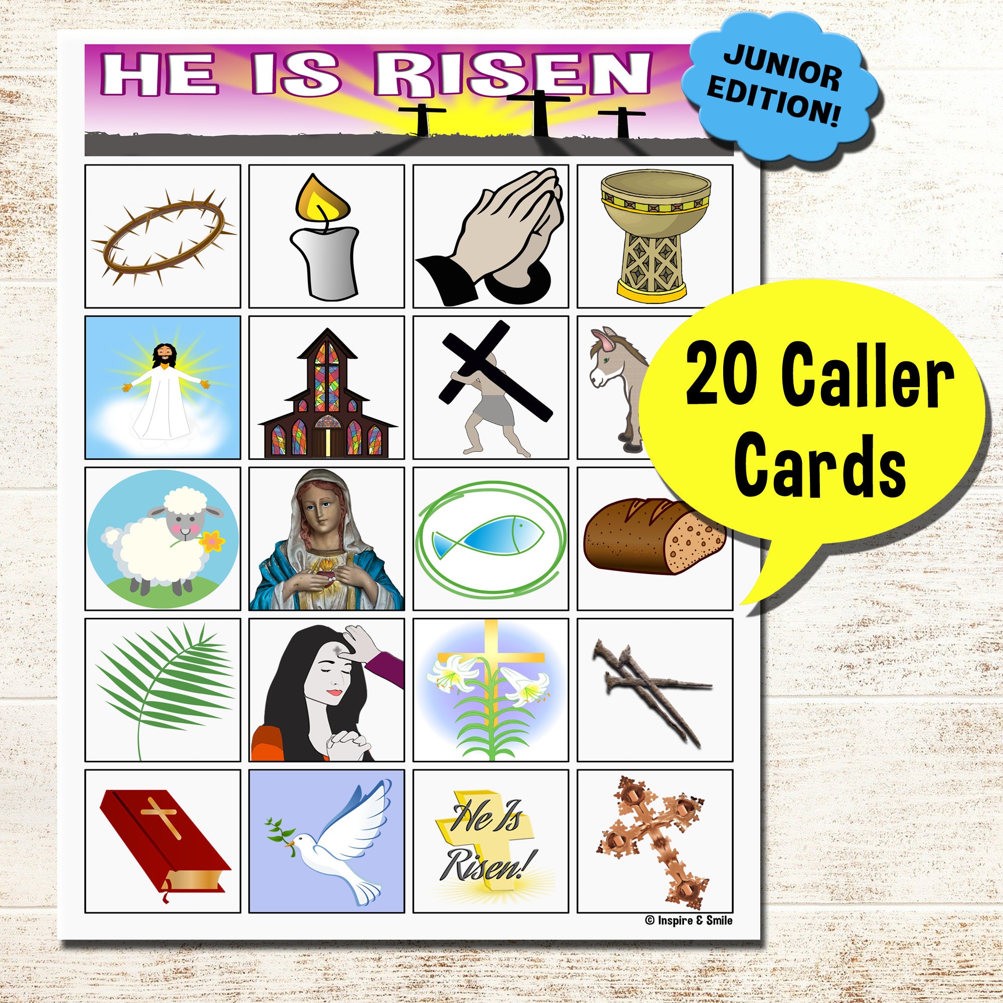 He is Risen Catholic Easter Bingo Game Junior Edition Printable Instant ...
