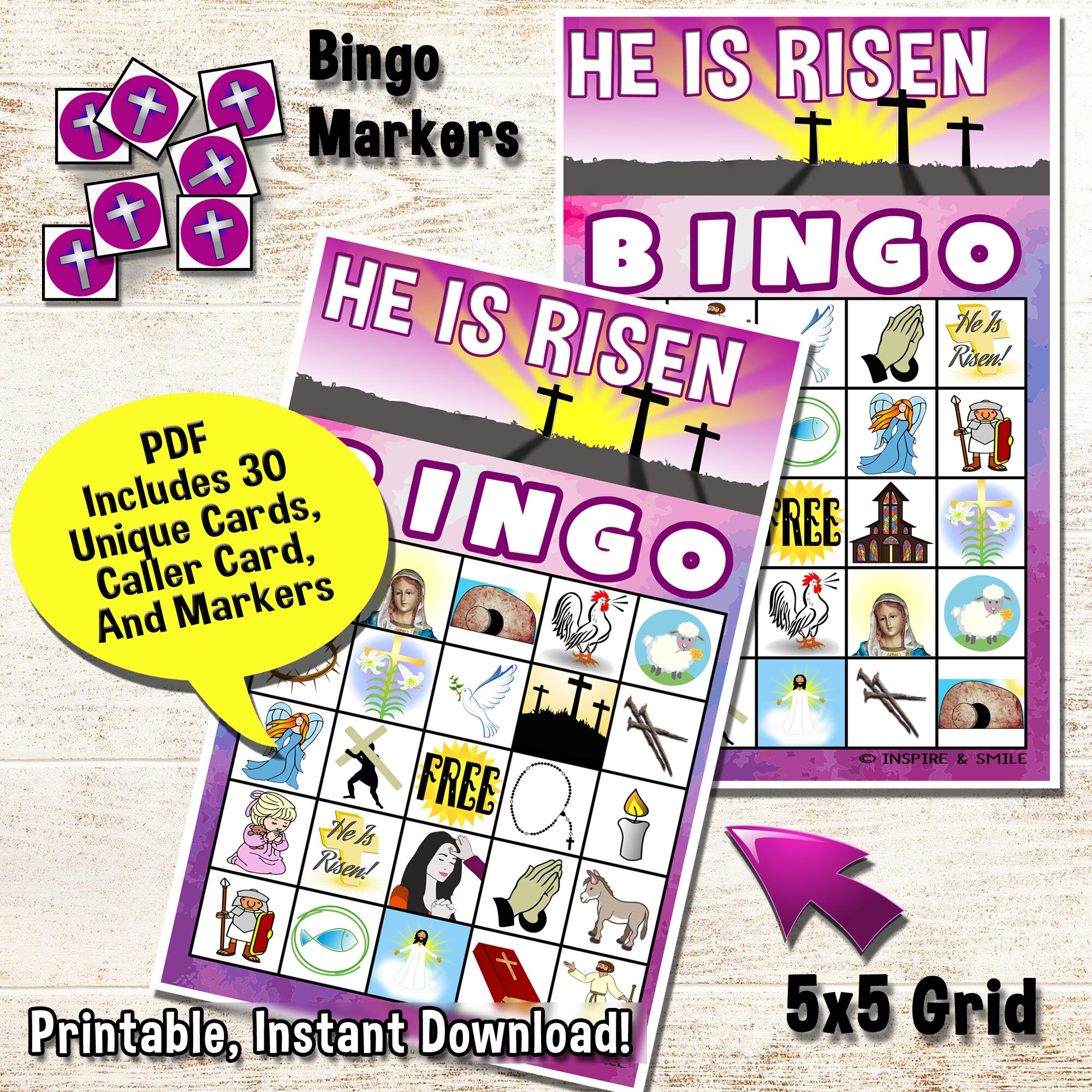 He is Risen Catholic Easter Bingo Game Printable Instant Download - Etsy