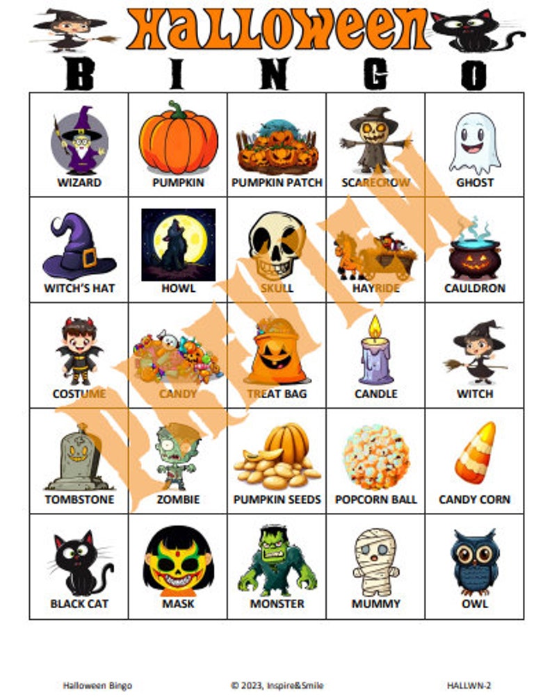 Halloween Bingo Game Printable Instant Download - Etsy