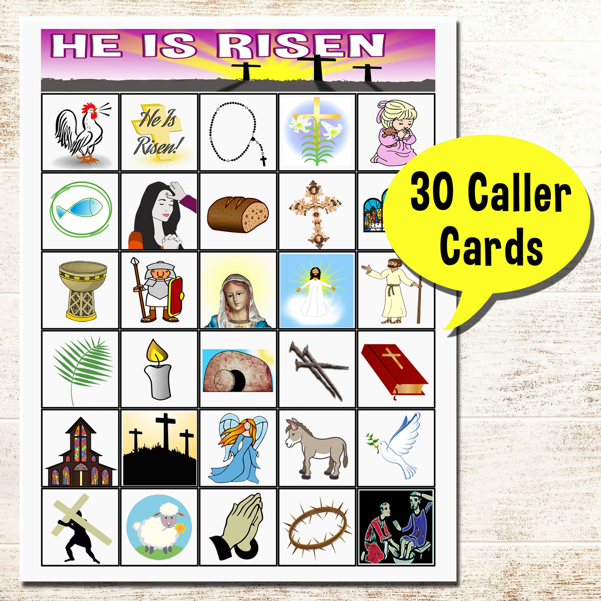 He is Risen Catholic Easter Bingo Game Printable Instant Download - Etsy