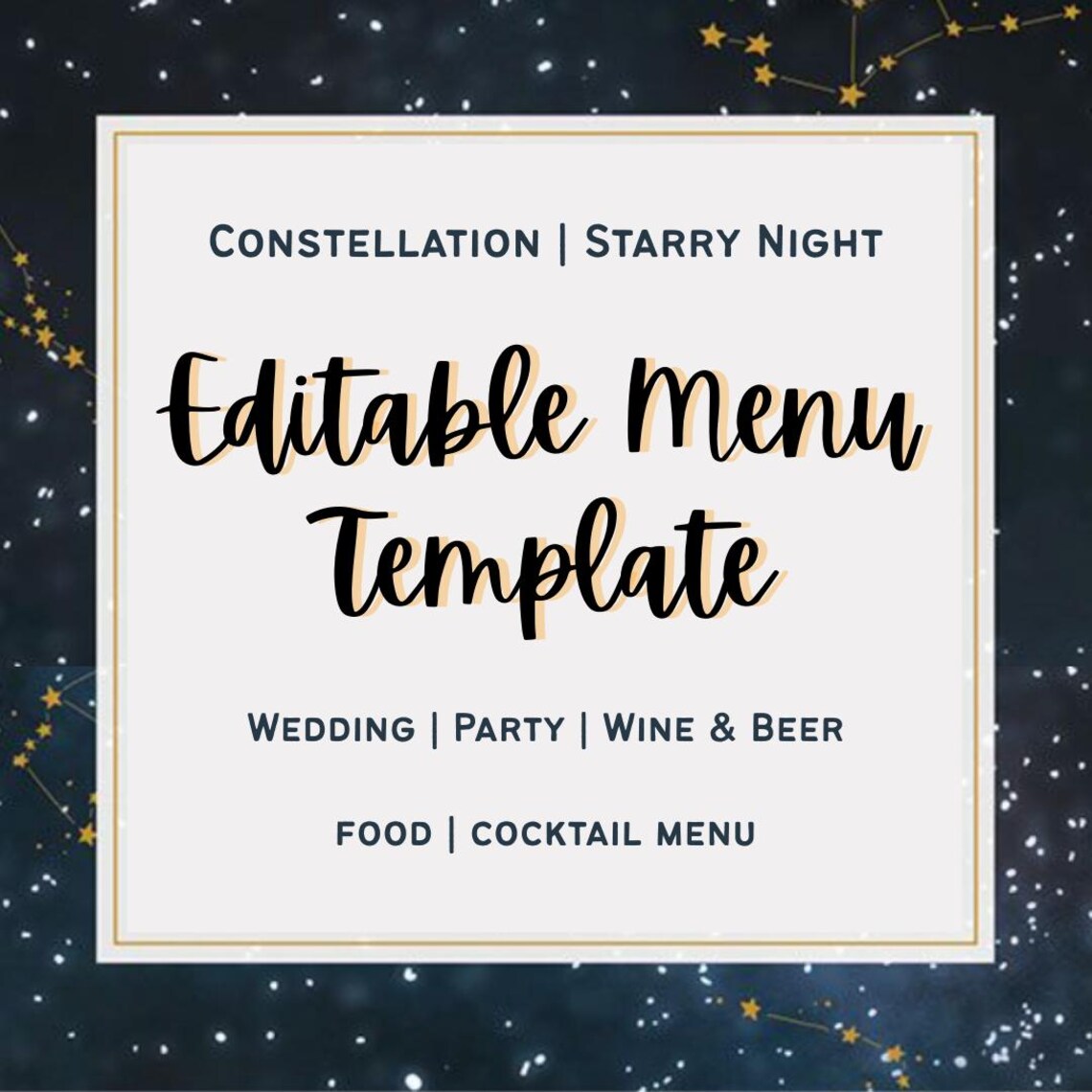 Editable Wedding Menu Template | Printable Canva Download - Etsy