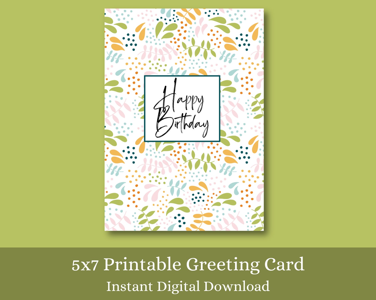 Printable Happy Birthday Card Printable Floral Birthday Card - Etsy