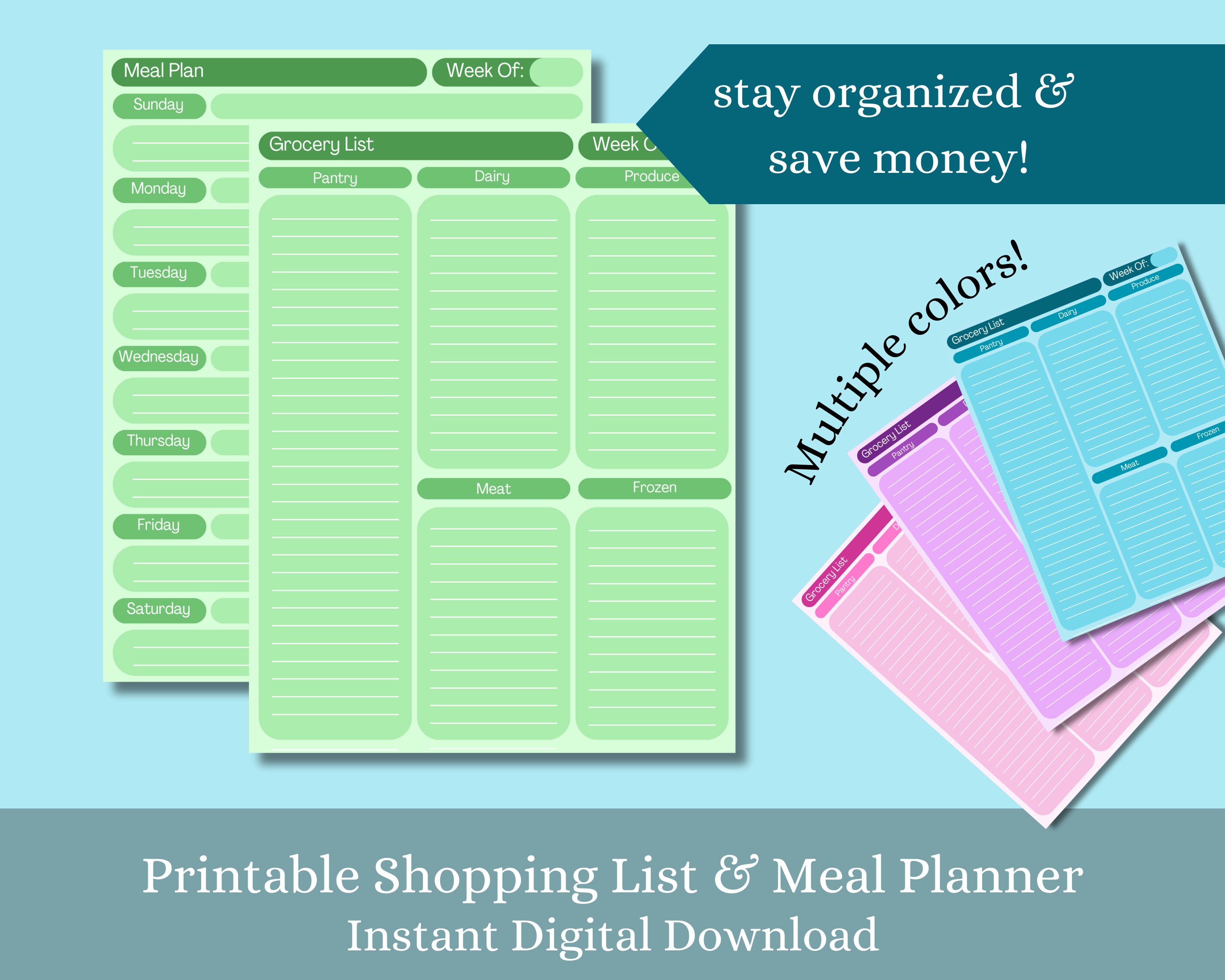 Printable Grocery List and Meal Planner 8.5 X11 Inch - Etsy