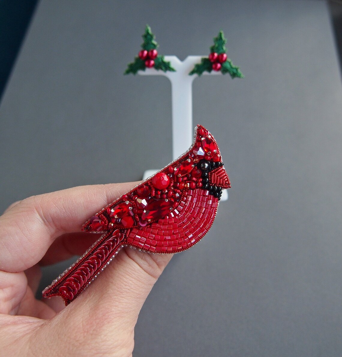 Cardinal Bird Brooch Pin Red Cardinal Brooch Christmas | Etsy