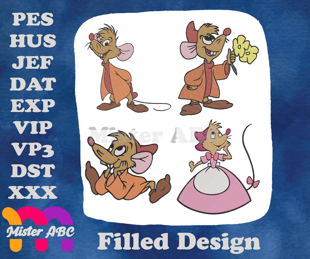 Cinderella Mice Jaq Gus With Flowers and Suzy or Perla in Pink Dress ...
