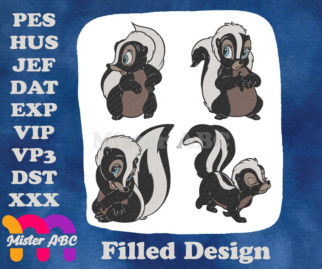 Bambi Flower the Shy Skunk Various Cute Expressions and Standing Poses ...