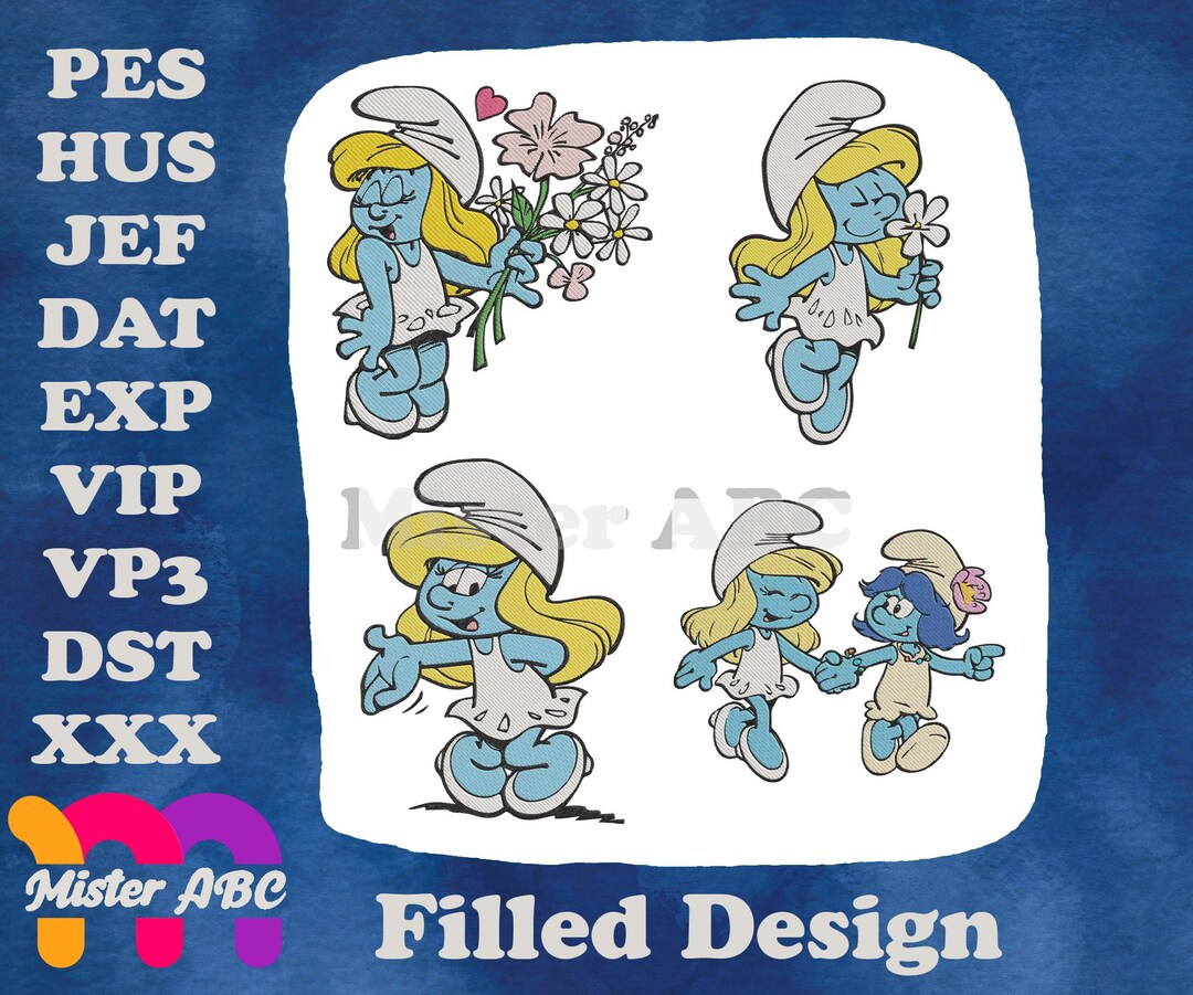 The Smurfs Smurfette With Flowers and With Papa Smurf and Hefty Smurf ...