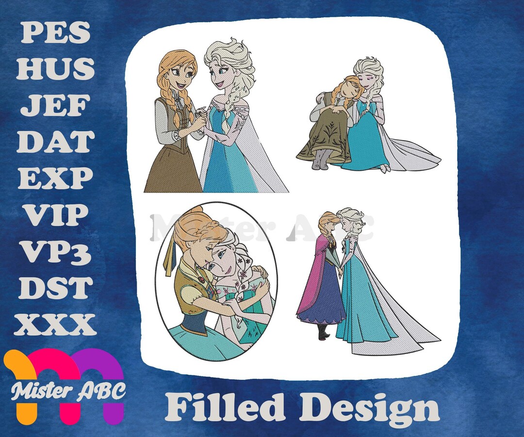 Frozen Elsa and Anna Sisterly Portraits Oval Frames and Full Body Poses ...