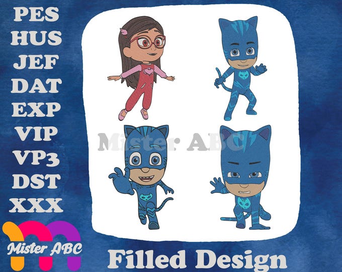 Pj Masks Amaya Owlette Connor Catboy Superhero Kids Team Poses - Filled ...
