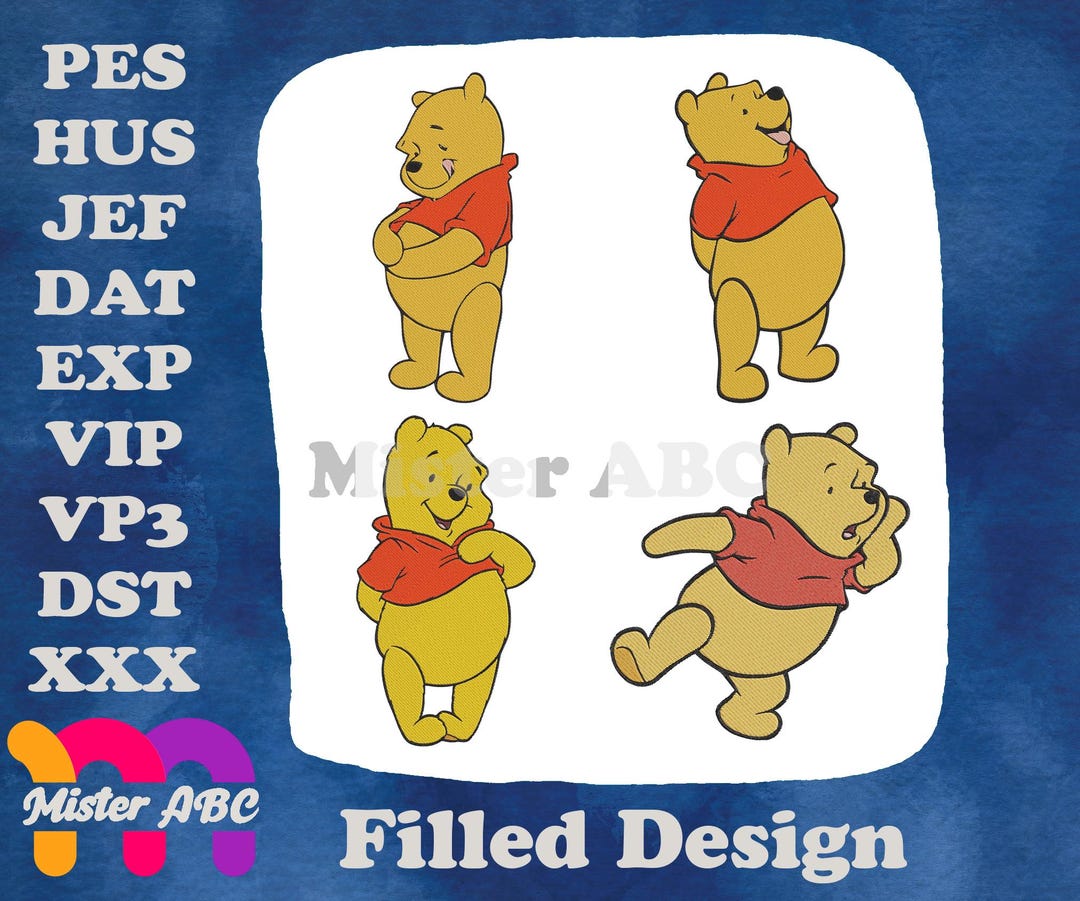 Winnie the Pooh Bear Various Classic Standing Sitting Waving and ...