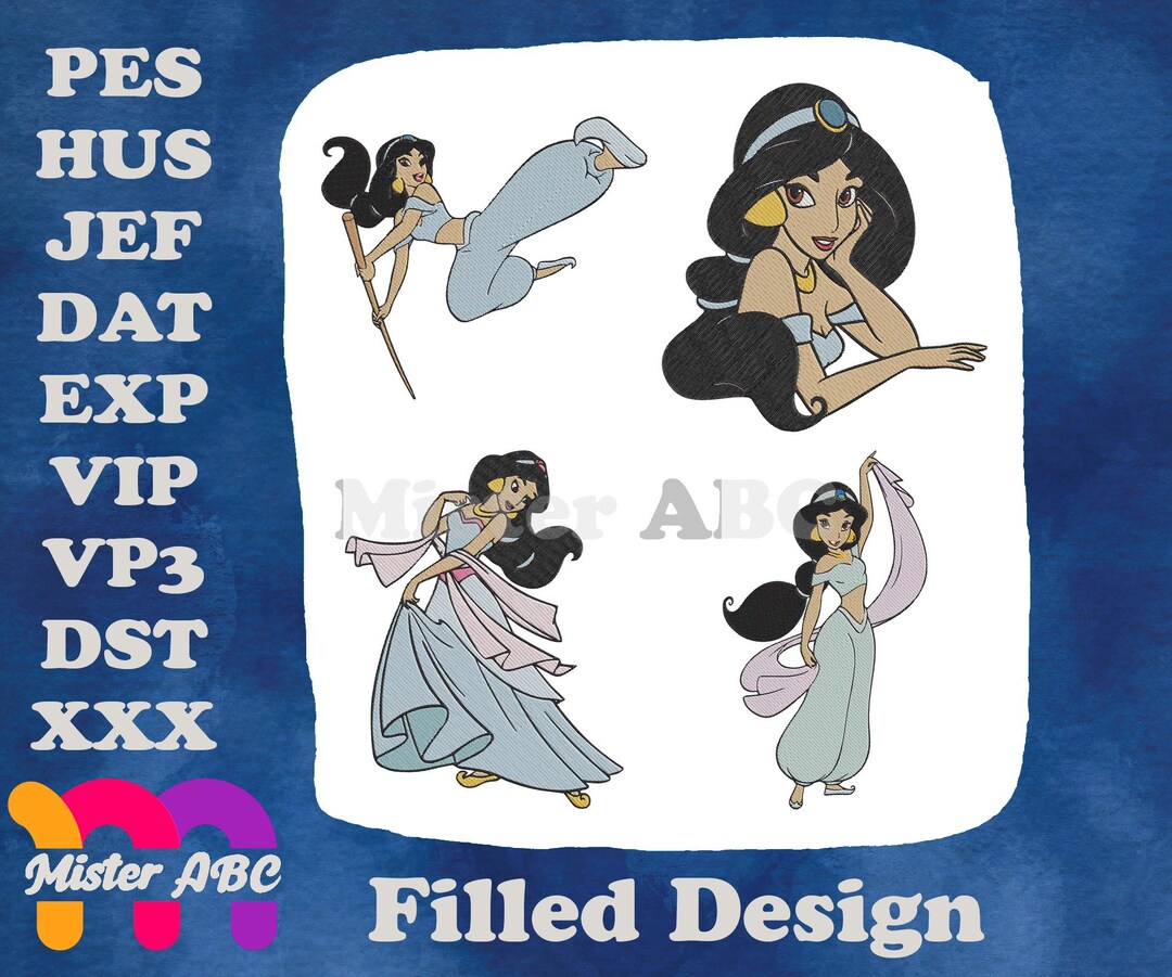 Aladdin Princess Jasmine Ethereal Poses Portrait and With Fan in Blue ...