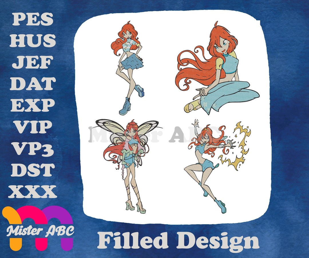 Winx Club Bloom Fairy Various Outfits Sitting on Rock and Magical ...