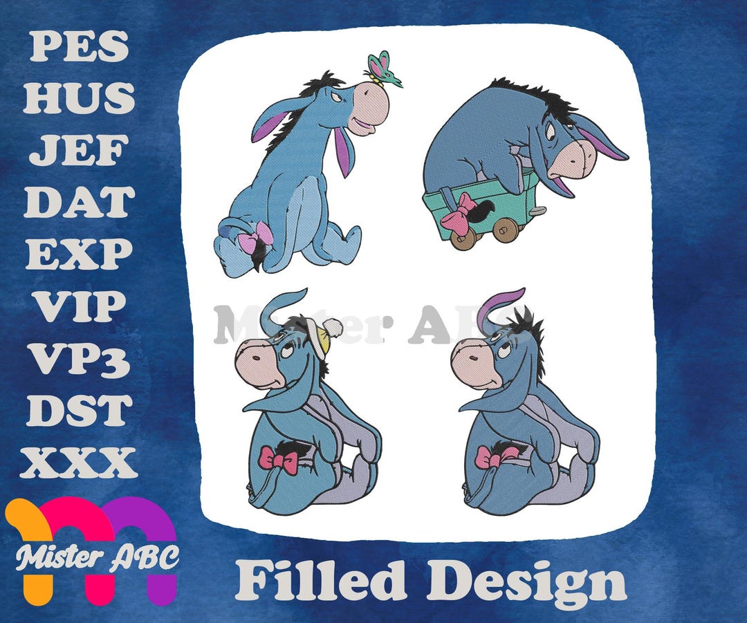 Winnie the Pooh - Eeyore With Pink Bow on Tail and Pretty Flowers ...