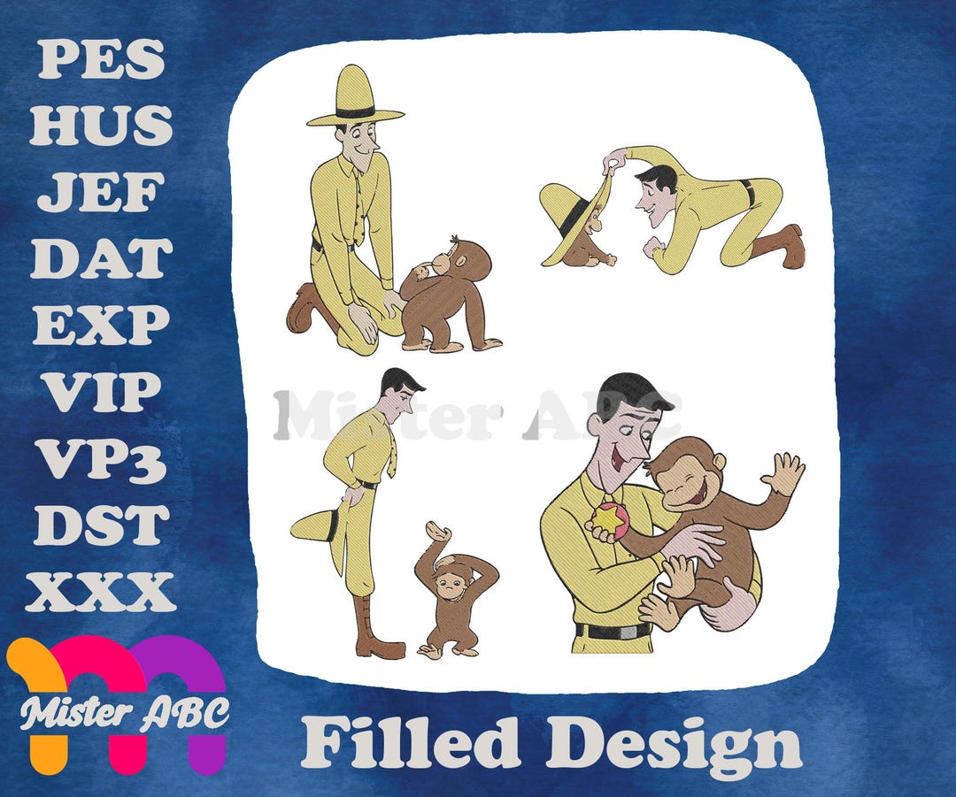 Curious George Man in Yellow Hat With George Monkey Best Friends Caring ...