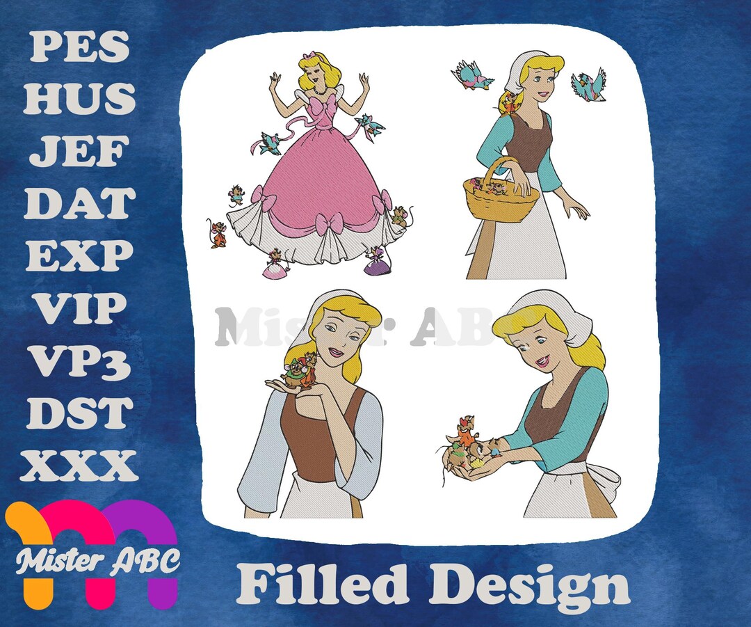 Disney Cinderella Peasant Feeding Animals Birds Pumpkins Pink Dress ...