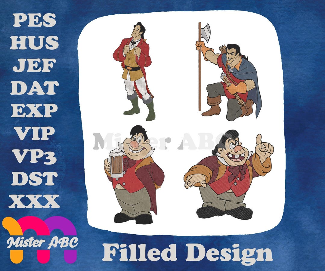 Disney Beauty Beast Gaston With Gun Lefou Sidekick Hunting Poses ...