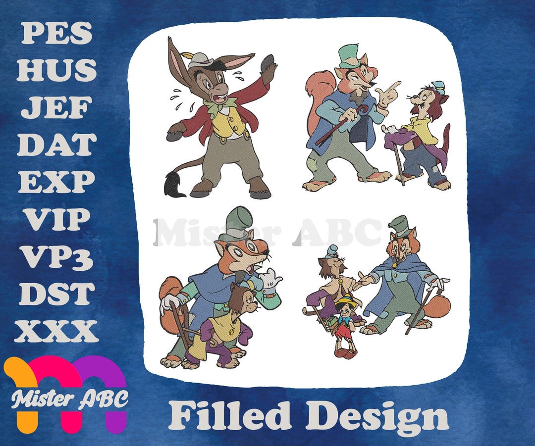 Pinocchio With Honest John the Fox and Gideon the Cat Villainous Duo ...