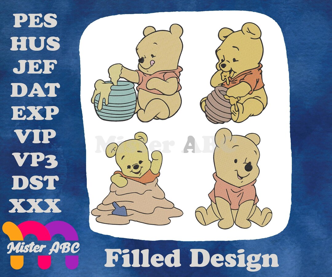 Winnie the Pooh Bear - Pooh With Honey Pot and Stuck in Sandy Rabbit ...