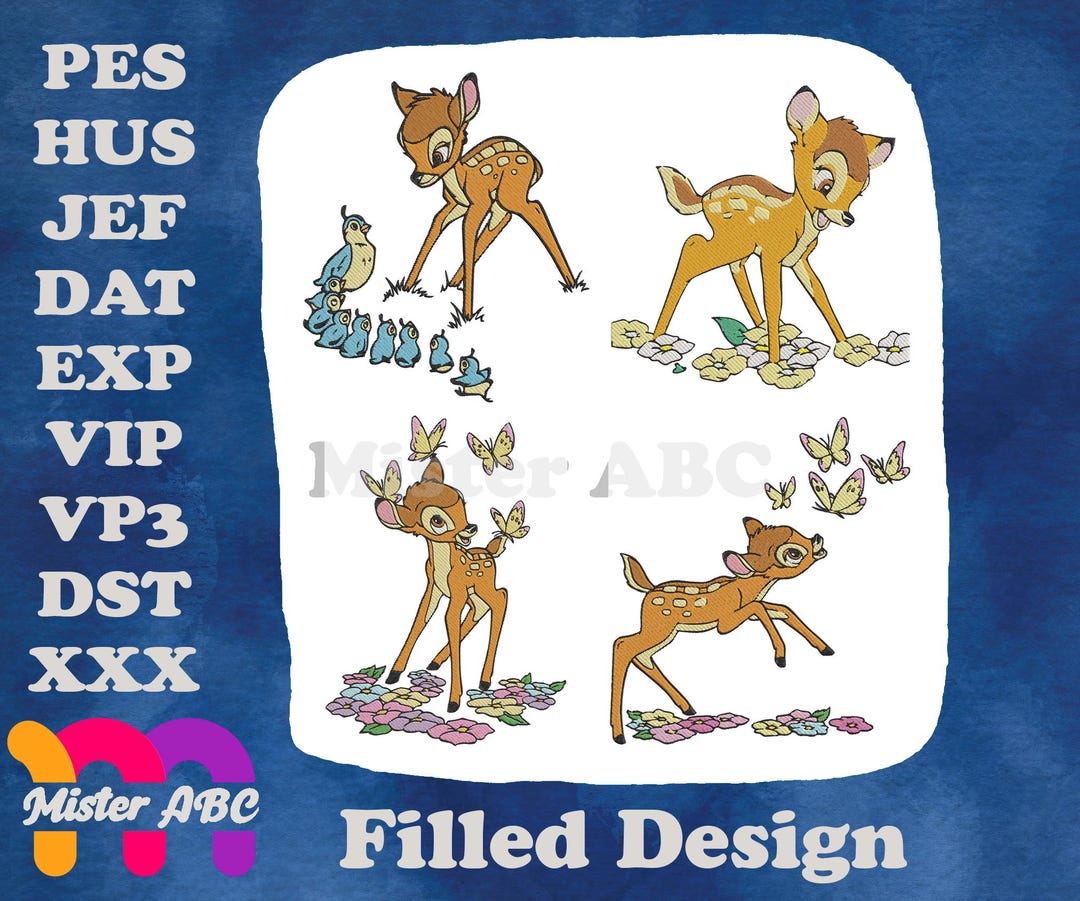Bambi Young Deer With Bluebirds and Butterflies Woodland Scenes ...