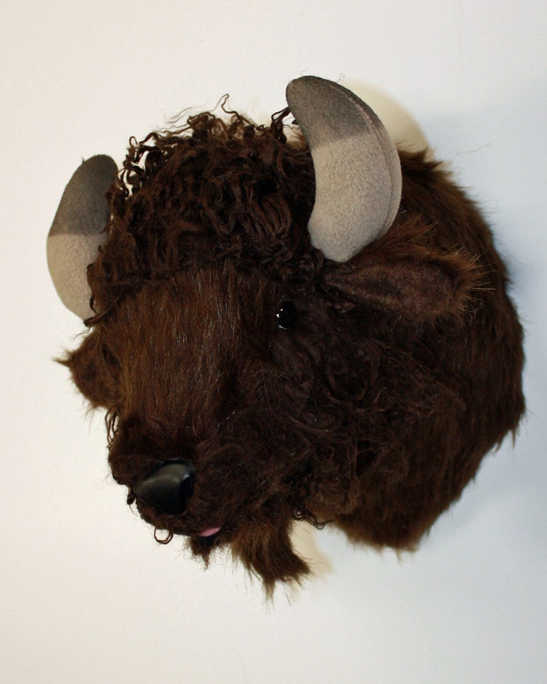 Plush Buffalo Head cody Small Wall Mount - Etsy