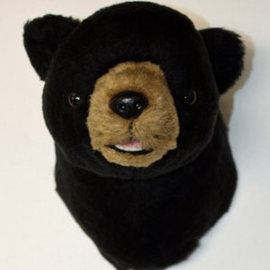 Plush Black Bear Head "harry" Small Wall Mount - Etsy