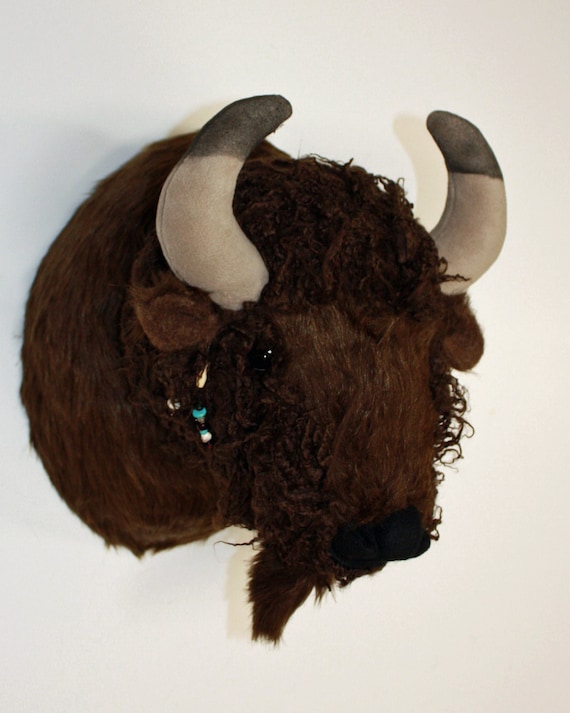 Plush Buffalo Head tatanka Large Wall Mount - Etsy